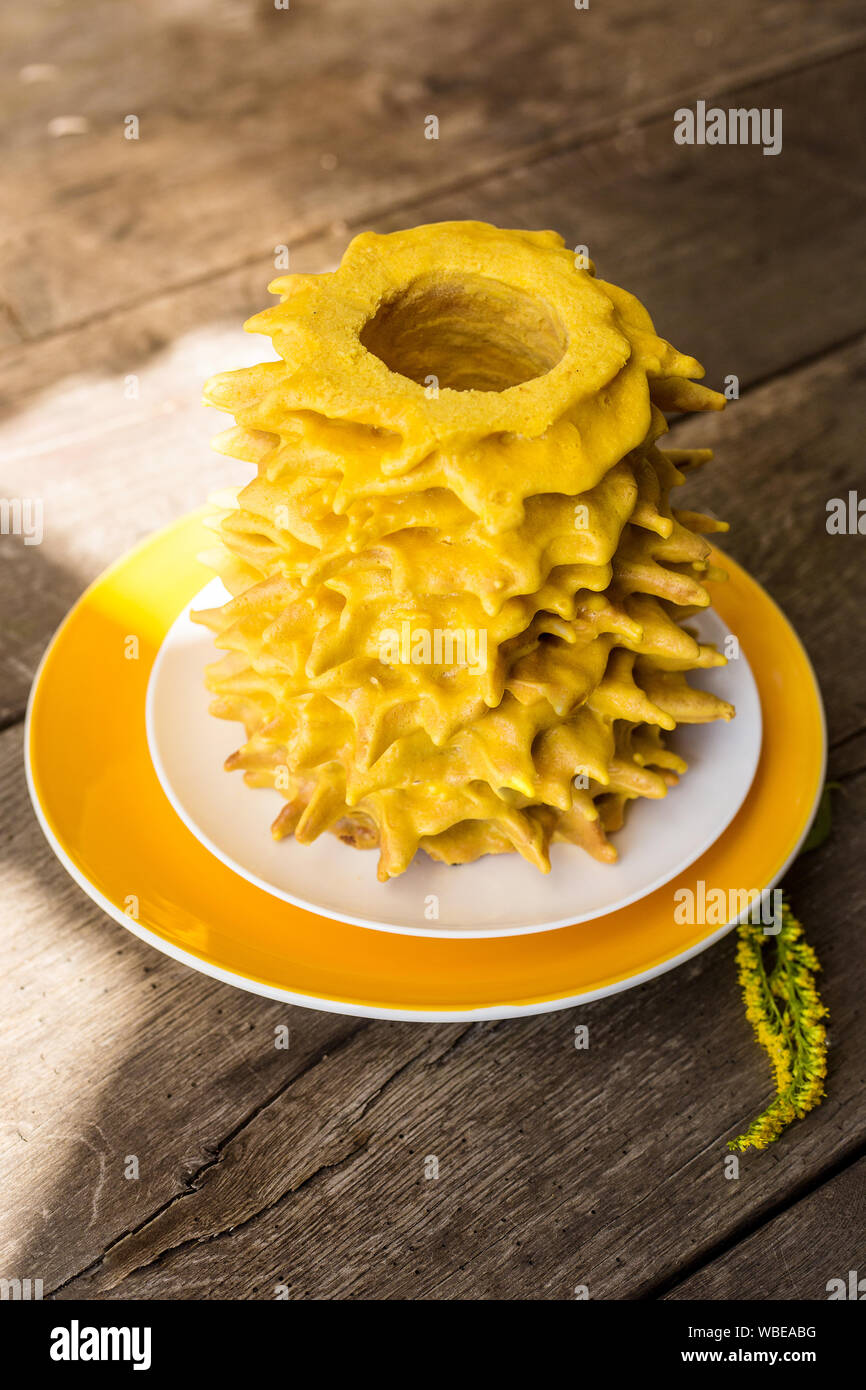 Tree cake. Baumkuchen. Traditional Germany and Lithuania layered cake ...