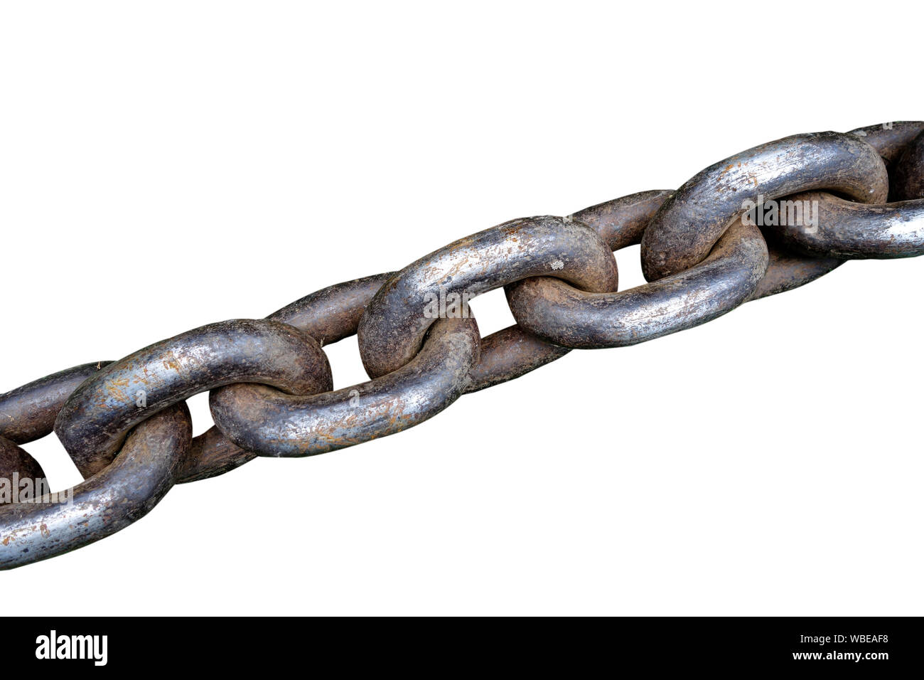 Old log chain isolated on white background Stock Photo - Alamy