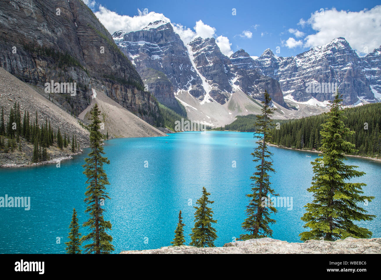 Glacier blue scenic Moraine Lake in Banff National Park Stock Photo - Alamy