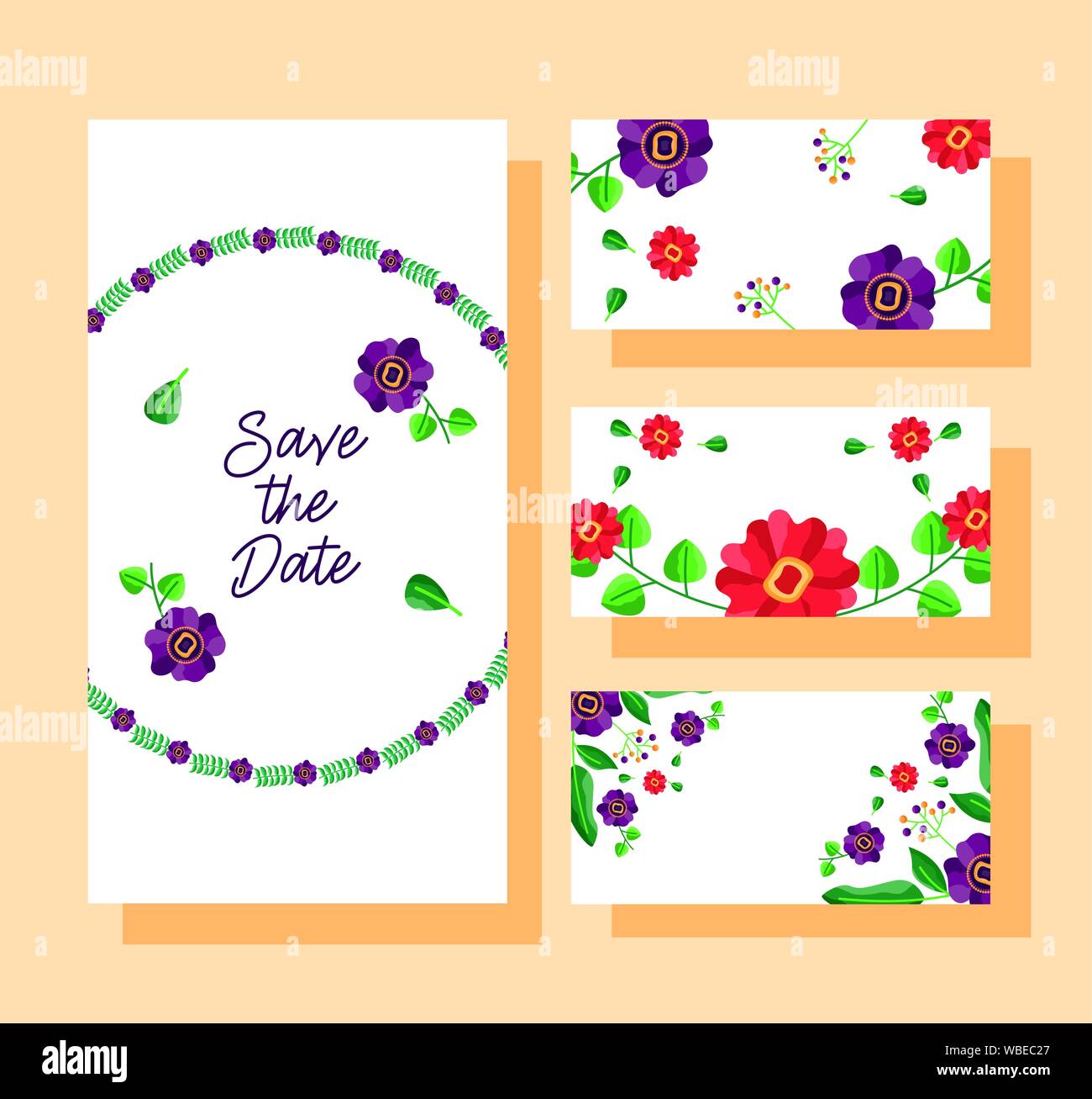 wedding save the date flowers banner or label Stock Vector Image & Art ...