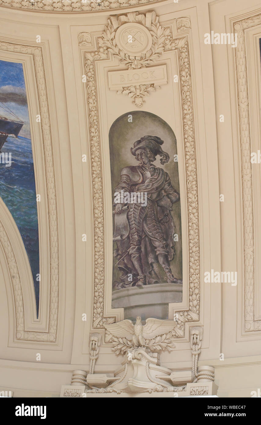 Fresco painting Explorer Block located in rotunda, Alexander Hamilton U ...