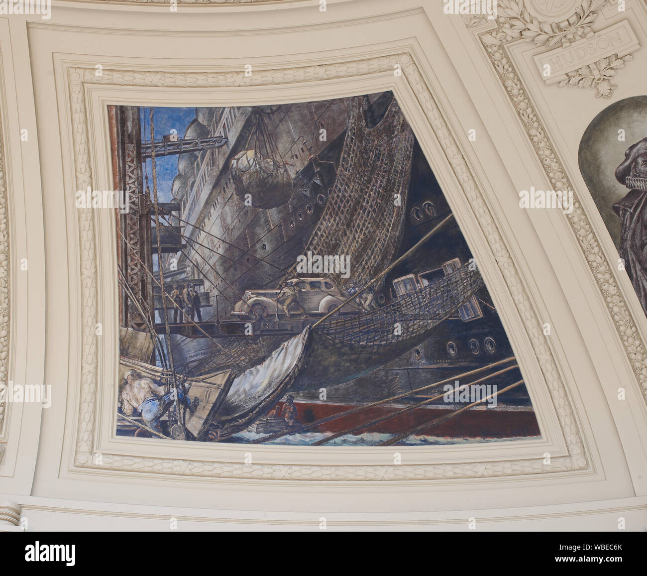 Fresco painting Unloading Cargo located in rotunda of Alexander ...