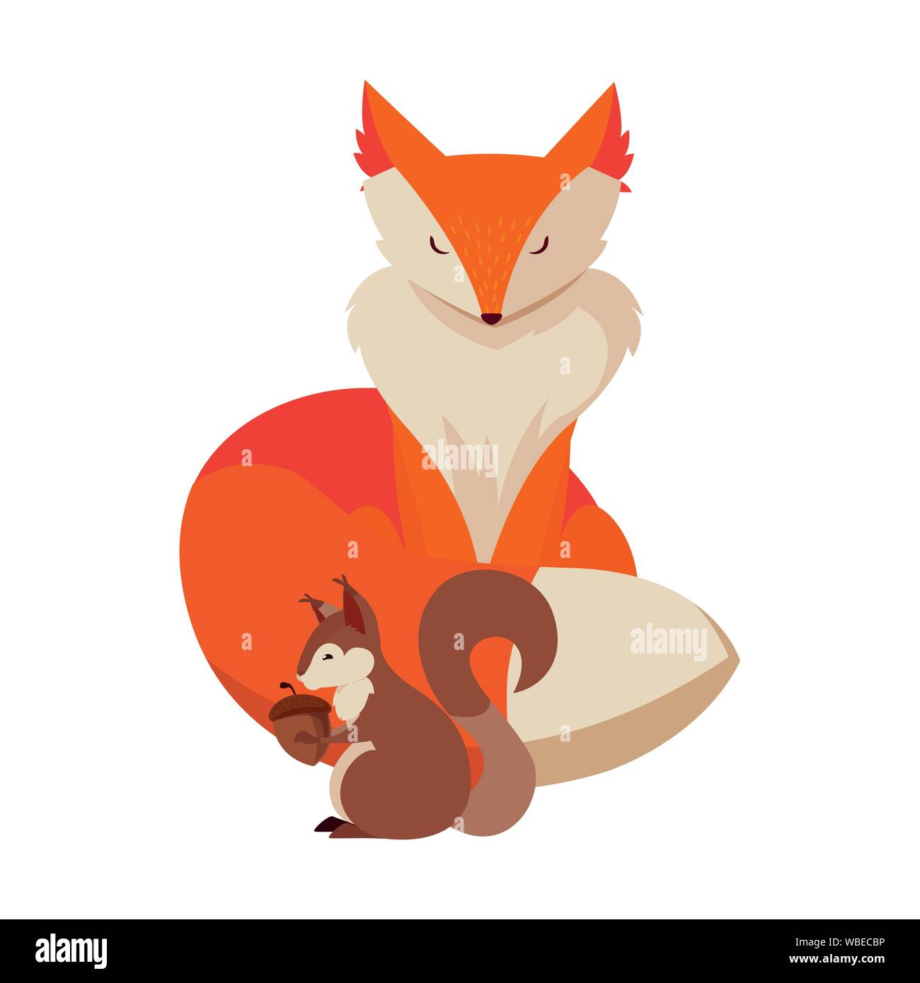 fox and squirrel happy autumn season vector illustration Stock Vector ...