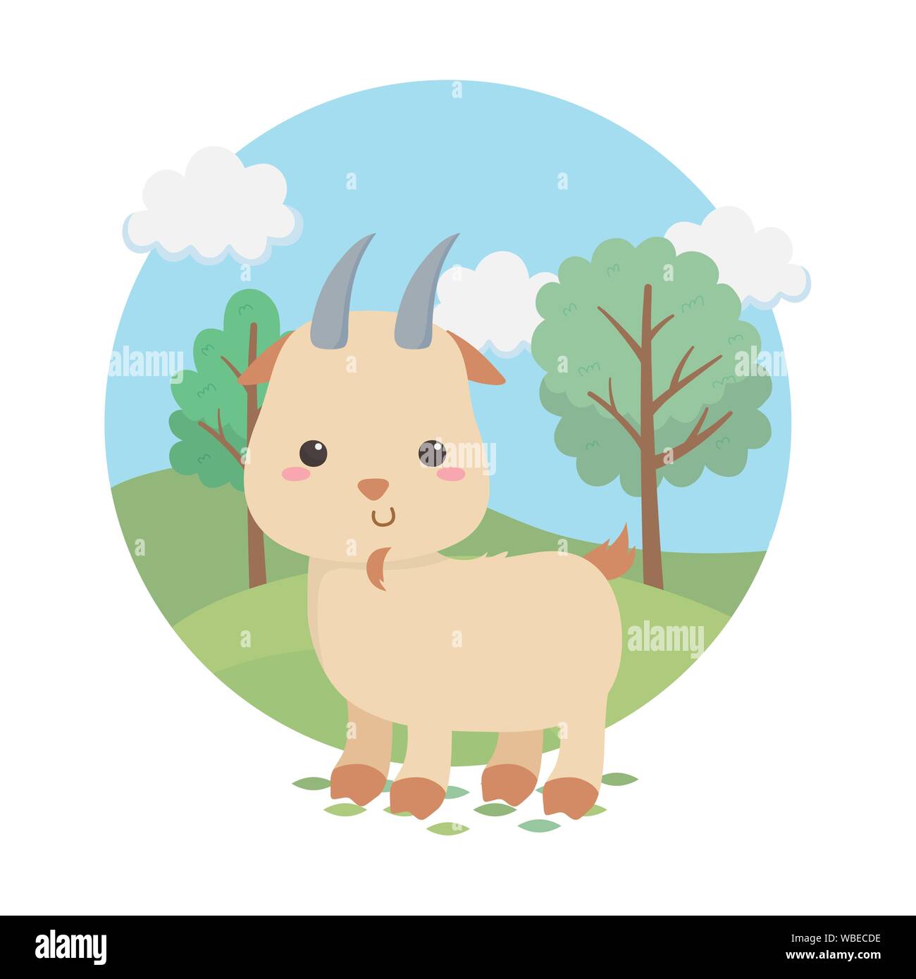 cute goat animal farm character vector illustration design Stock Vector ...