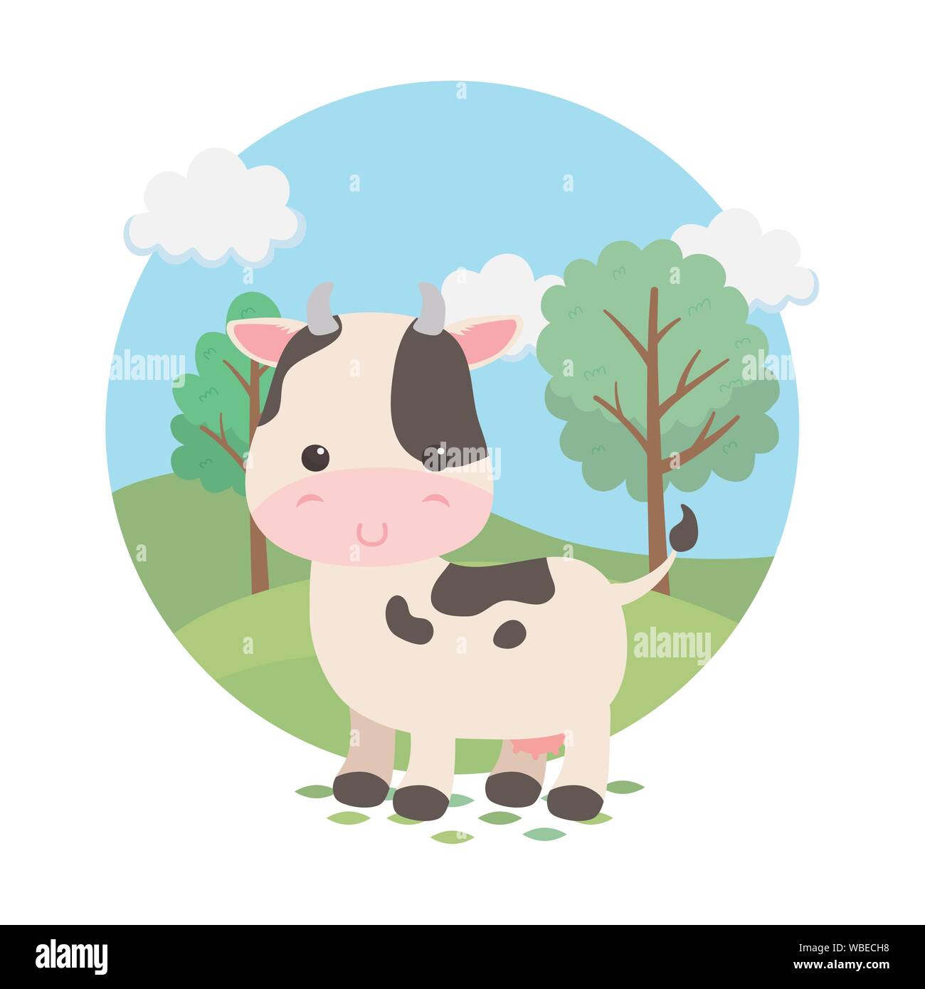 cute cow animal farm character vector illustration design Stock Vector ...