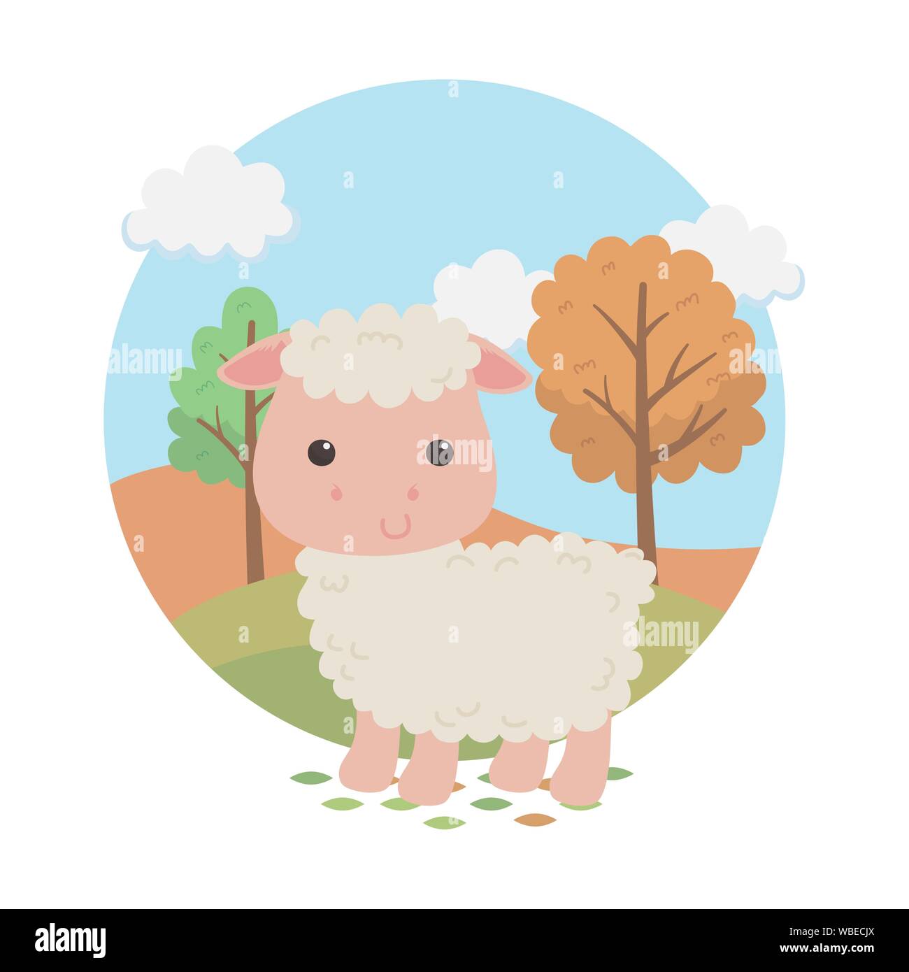 cute sheep animal farm character vector illustration design Stock ...