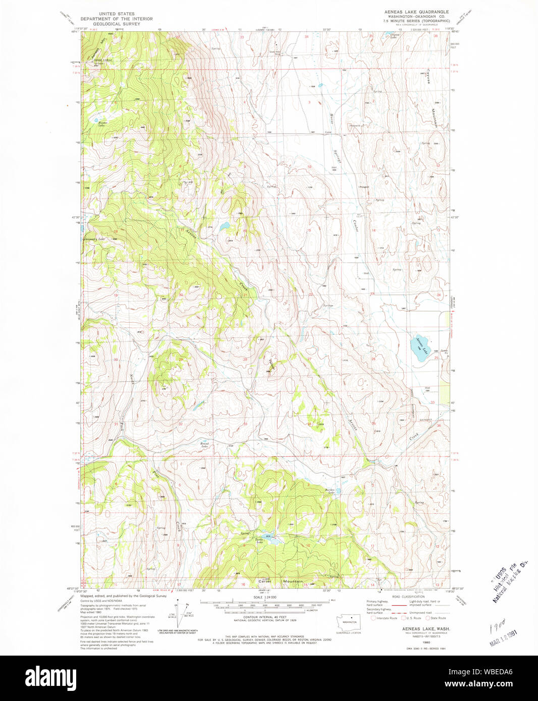 USGS Topo Map Washington State WA Aeneas Lake 239747 1980 24000 ...