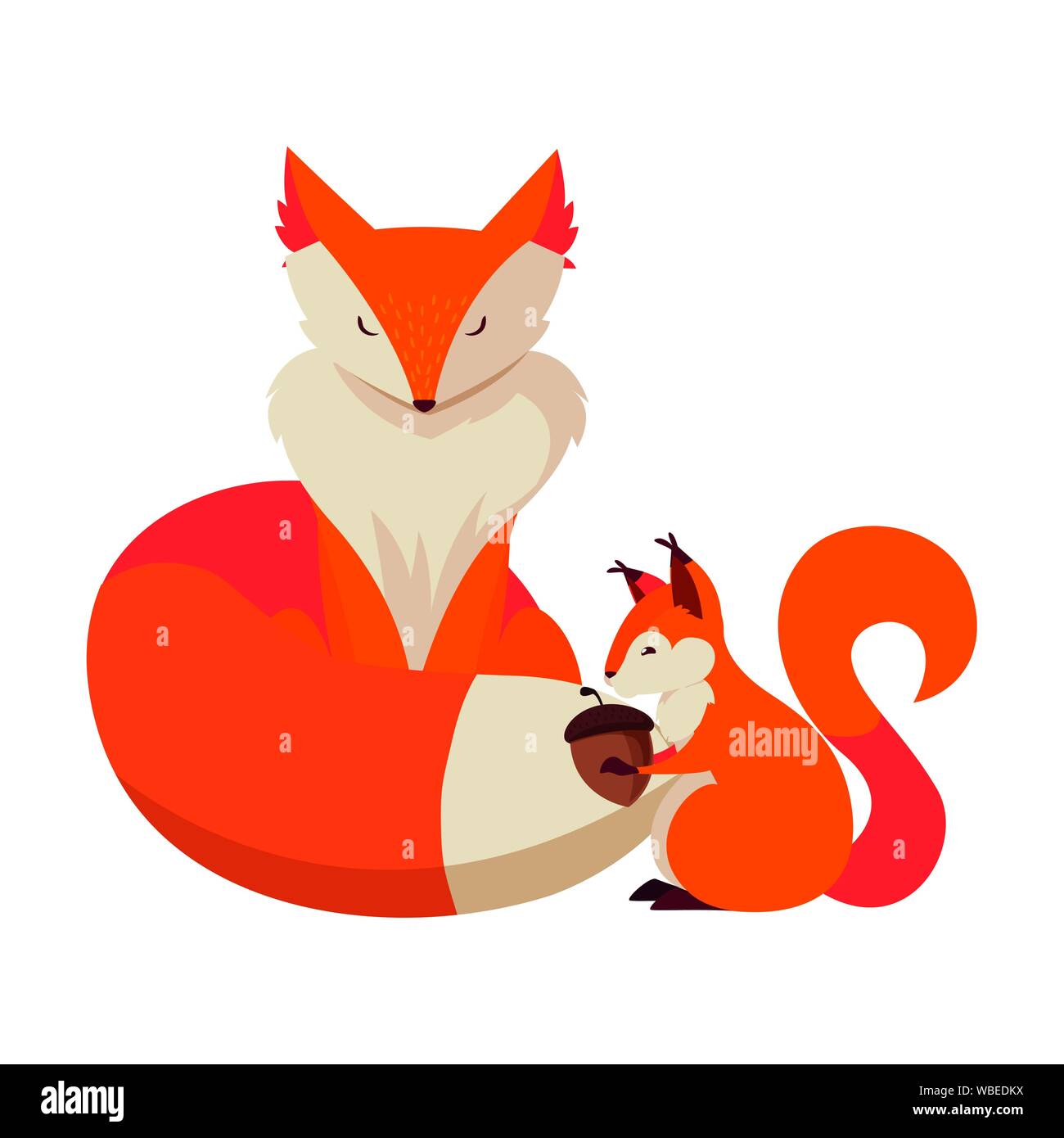 fox and squirrel happy autumn season vector illustration Stock Vector ...