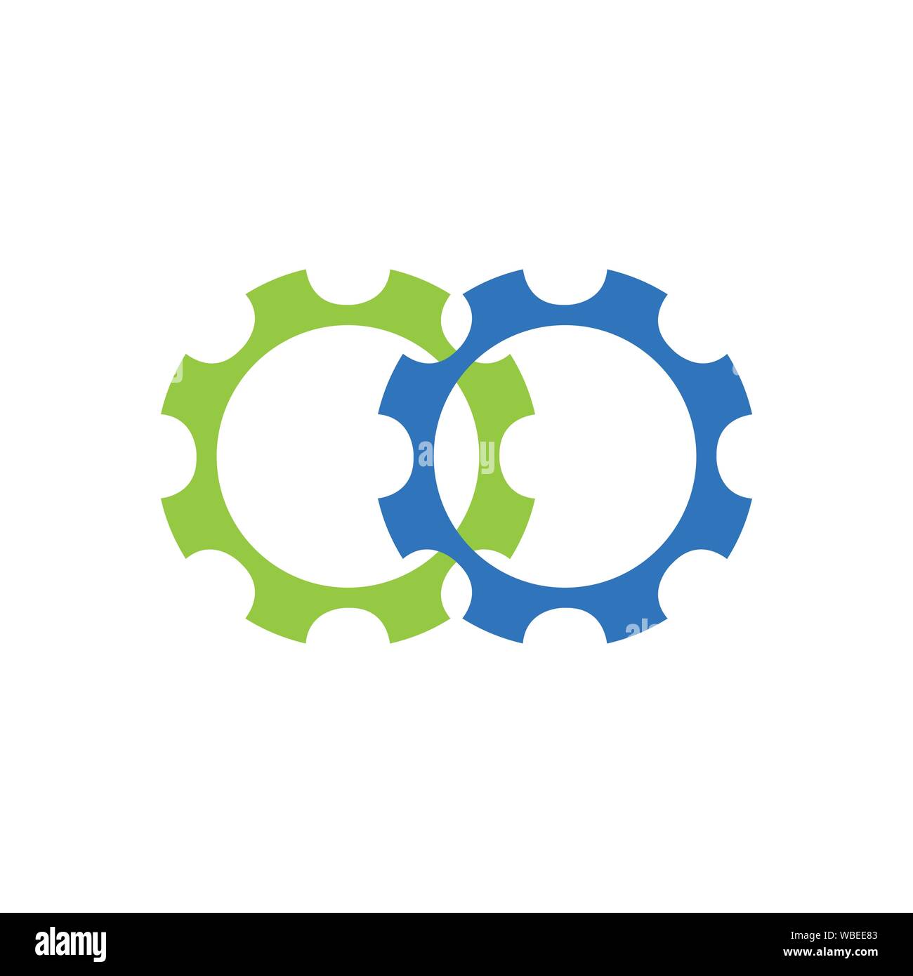 two Gear Logo silhouette design template. Simple symbol concept in flat ...