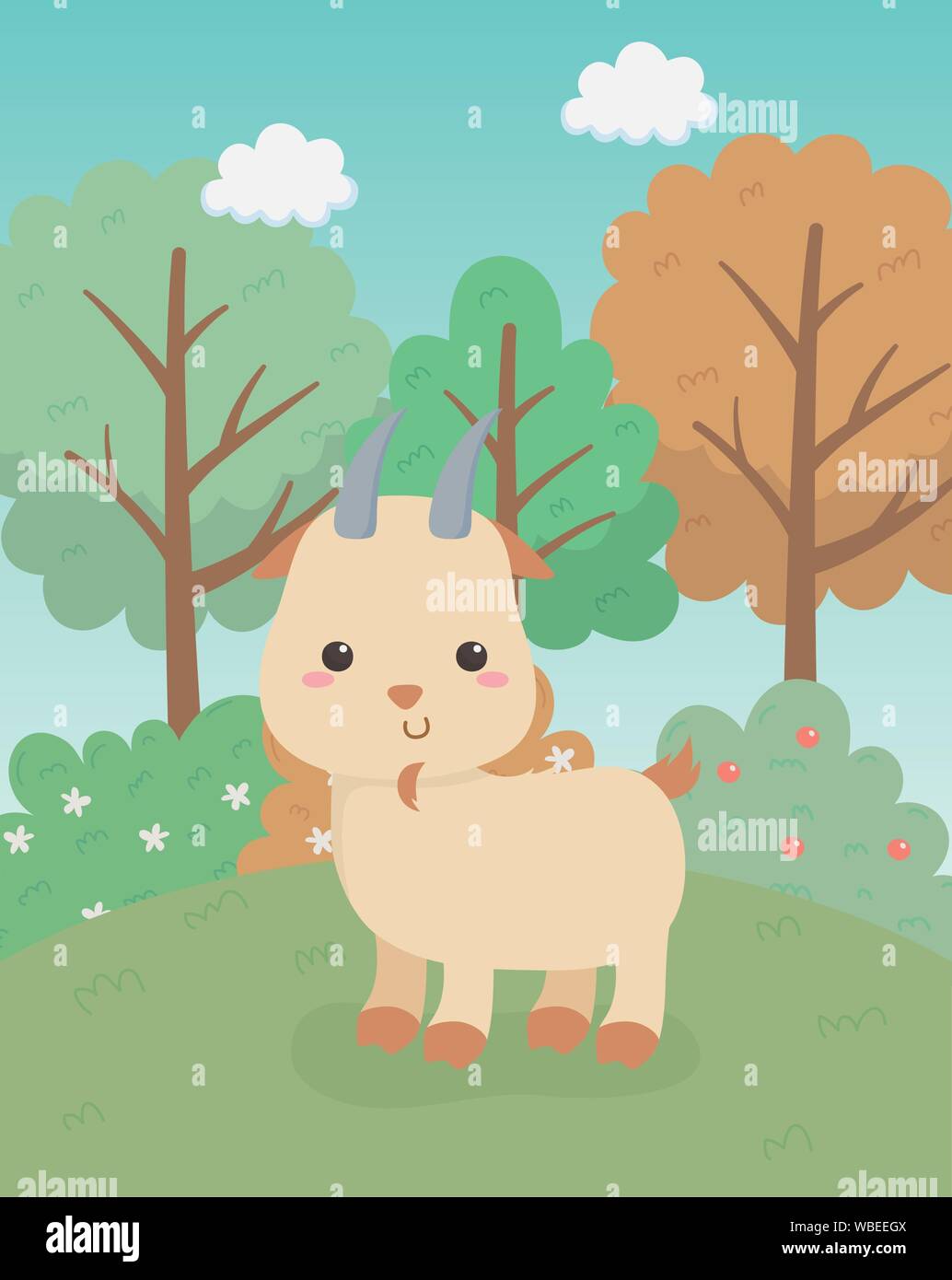 cute goat animal farm character vector illustration design Stock Vector ...
