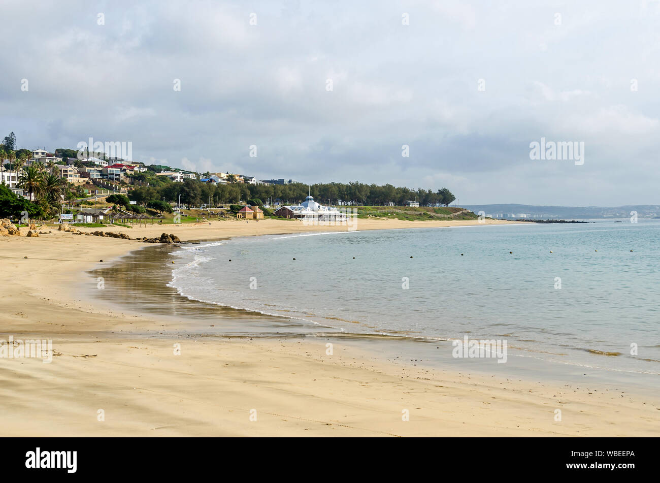 One of the beaches with restaurant Jackal near the port of Mossel Bay ...