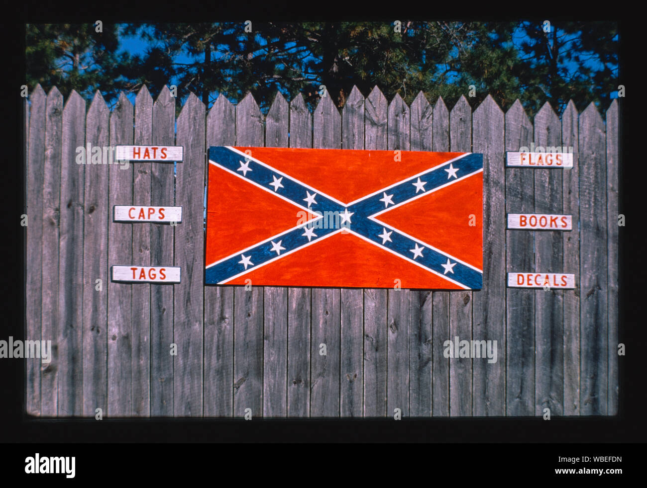Frontier Fort signs, Confederate Flag, Wilmington, North Carolina Stock ...