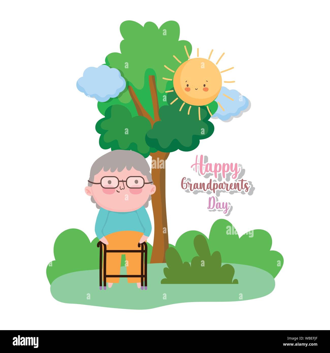 cute grandpa - happy grandparents day cartoon design vector ...