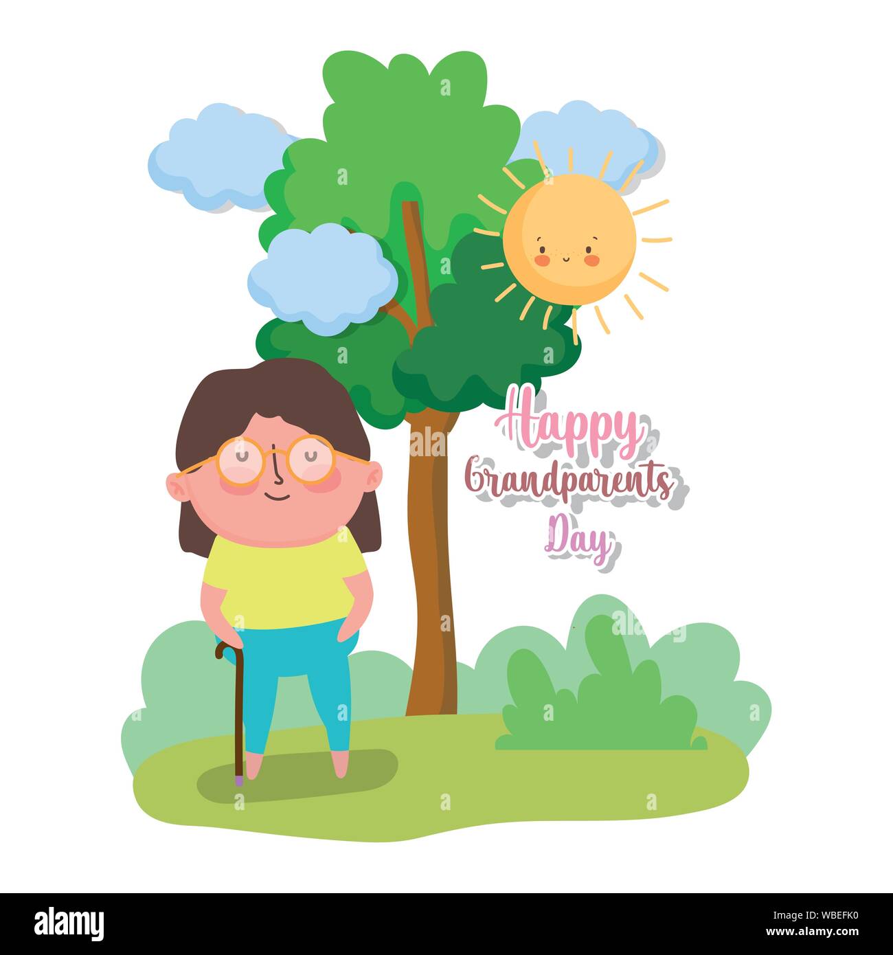 cute grandpa - happy grandparents day cartoon design vector ...