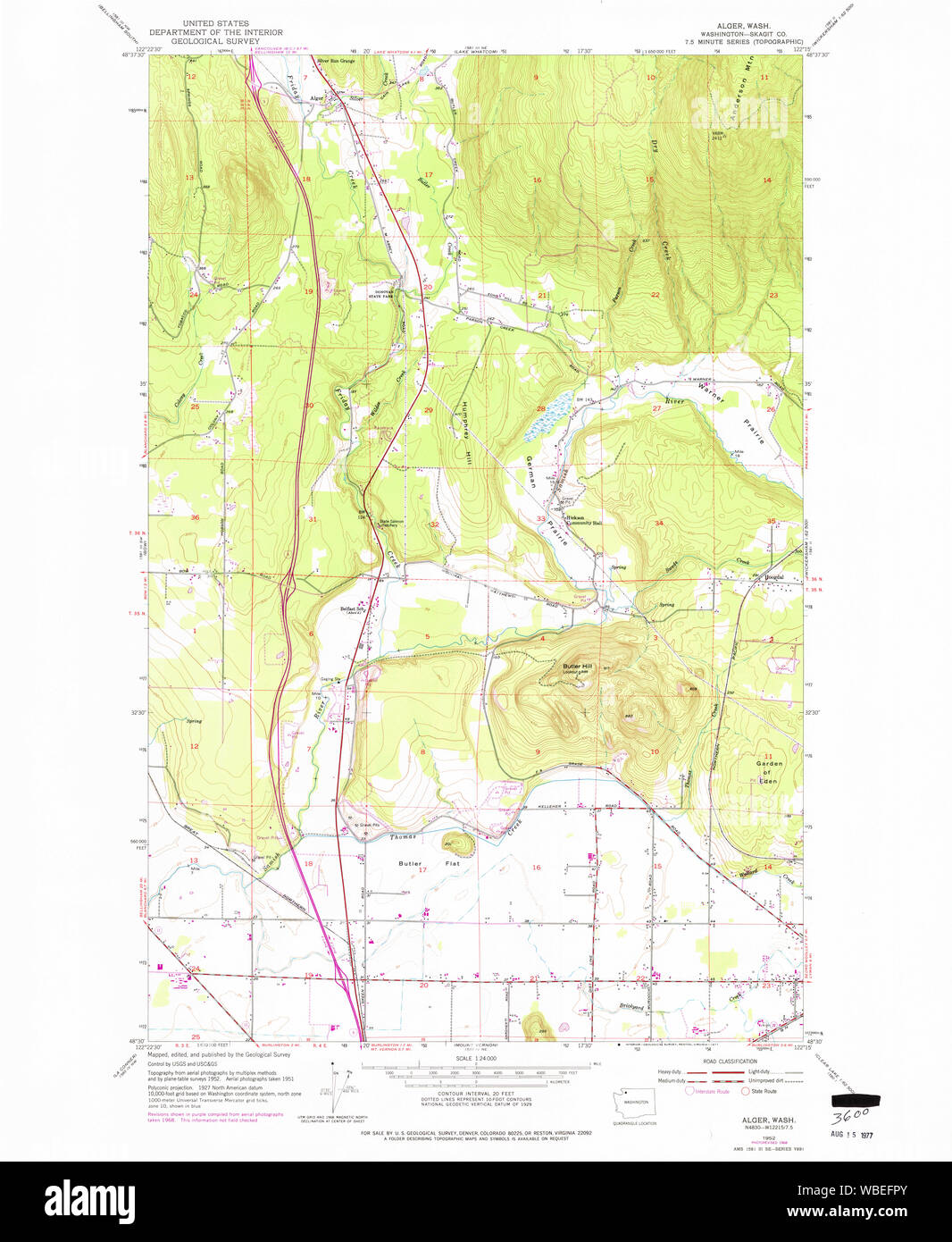 USGS Topo Map Washington State WA Alger 239785 1952 24000 Restoration ...
