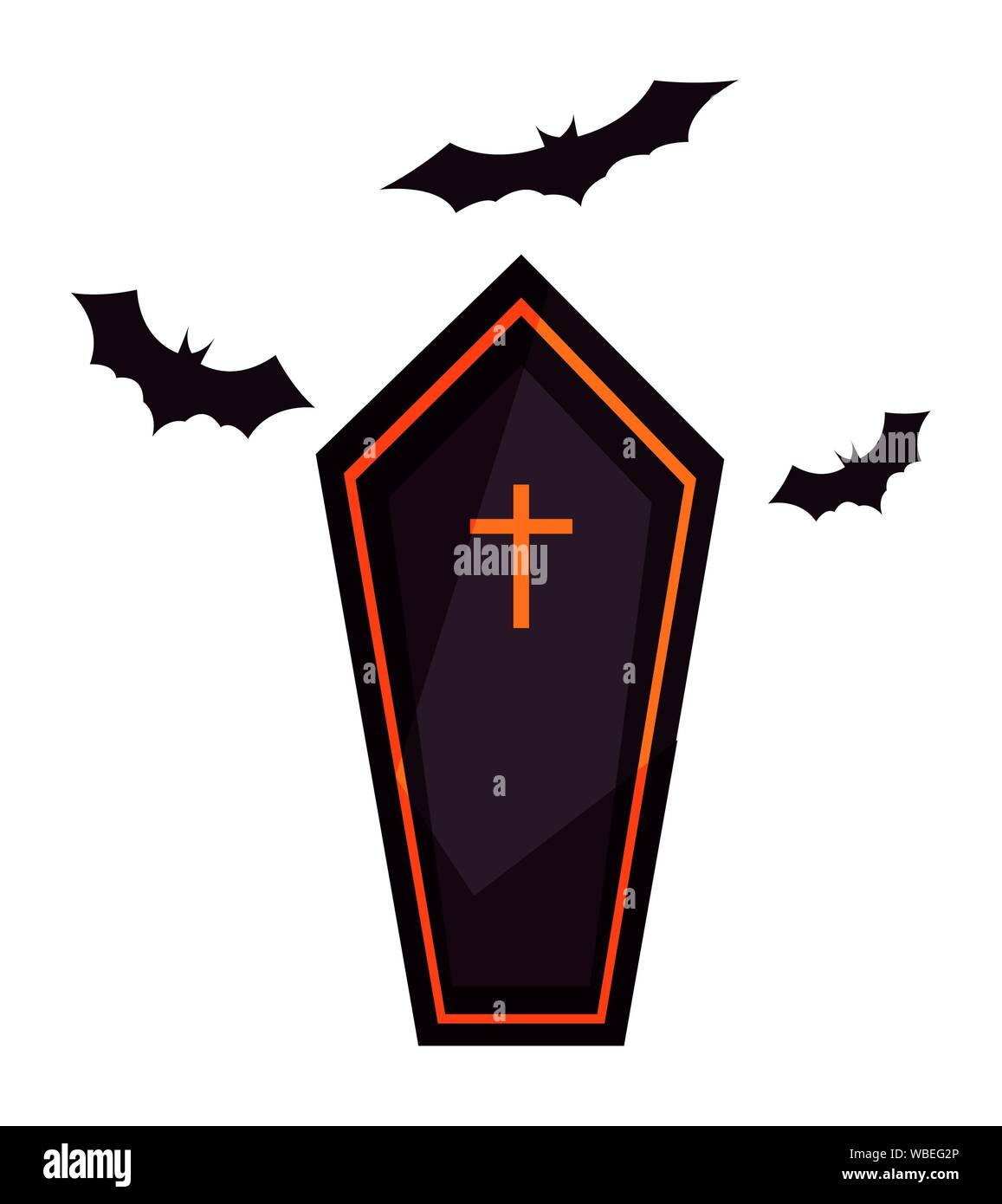 coffin flying bats happy halloween celebration design vector ...