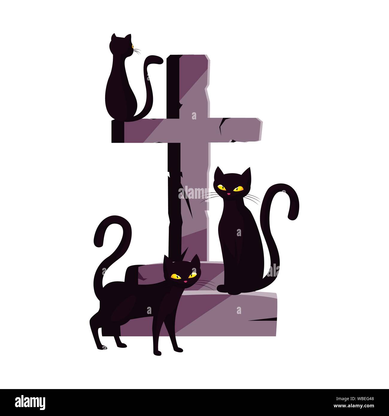 cats cross happy halloween celebration design vector illustration Stock ...