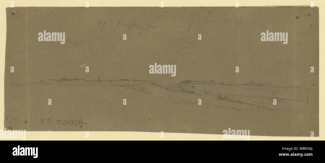 Ft. Runyon Abstract/medium: 1 drawing on olive paper : pencil ; 10.6 x ...