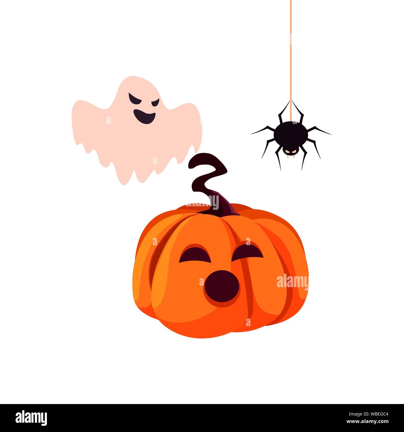pumpkin ghost spider happy halloween celebration design vector ...