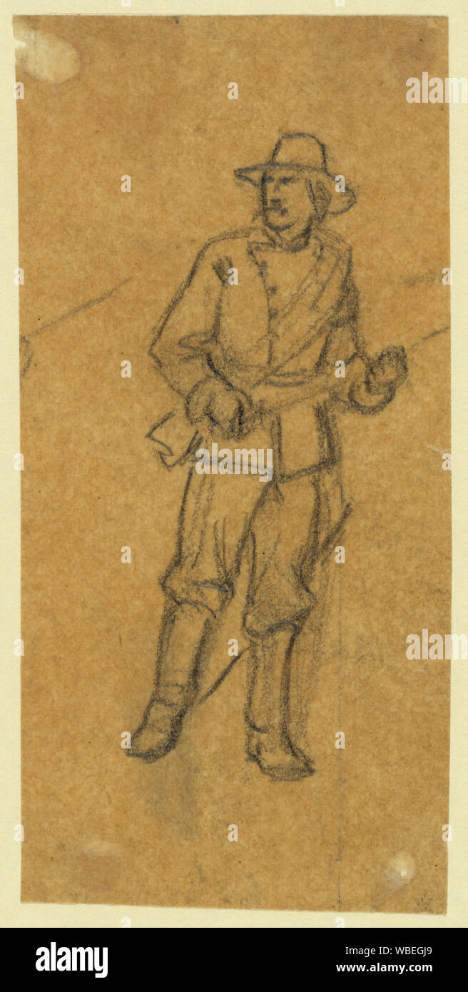 Full length portrait of soldier Abstract/medium: 1 drawing on yellow ...