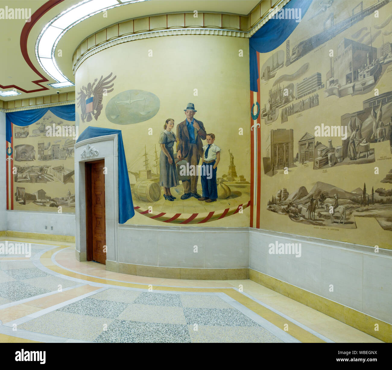 Full view of oil paintings, fifth floor elevator no. 10, Department of ...