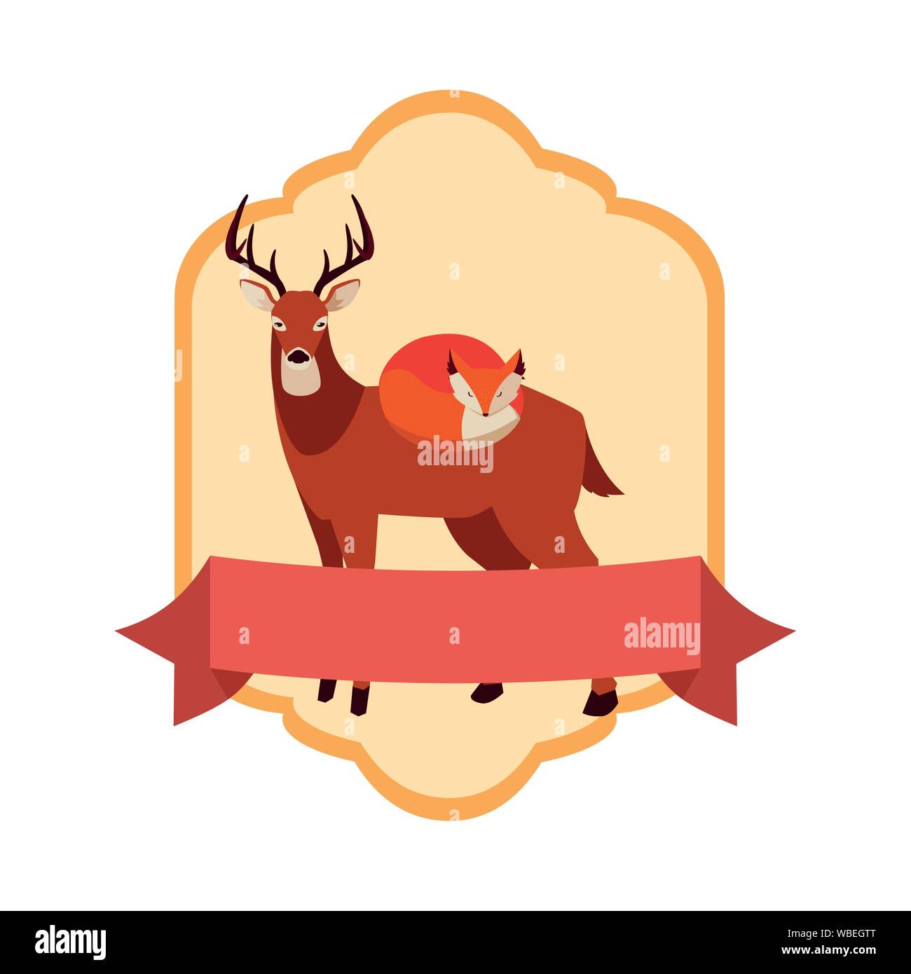 fox and deer happy autumn season vector illustration Stock Vector Image ...