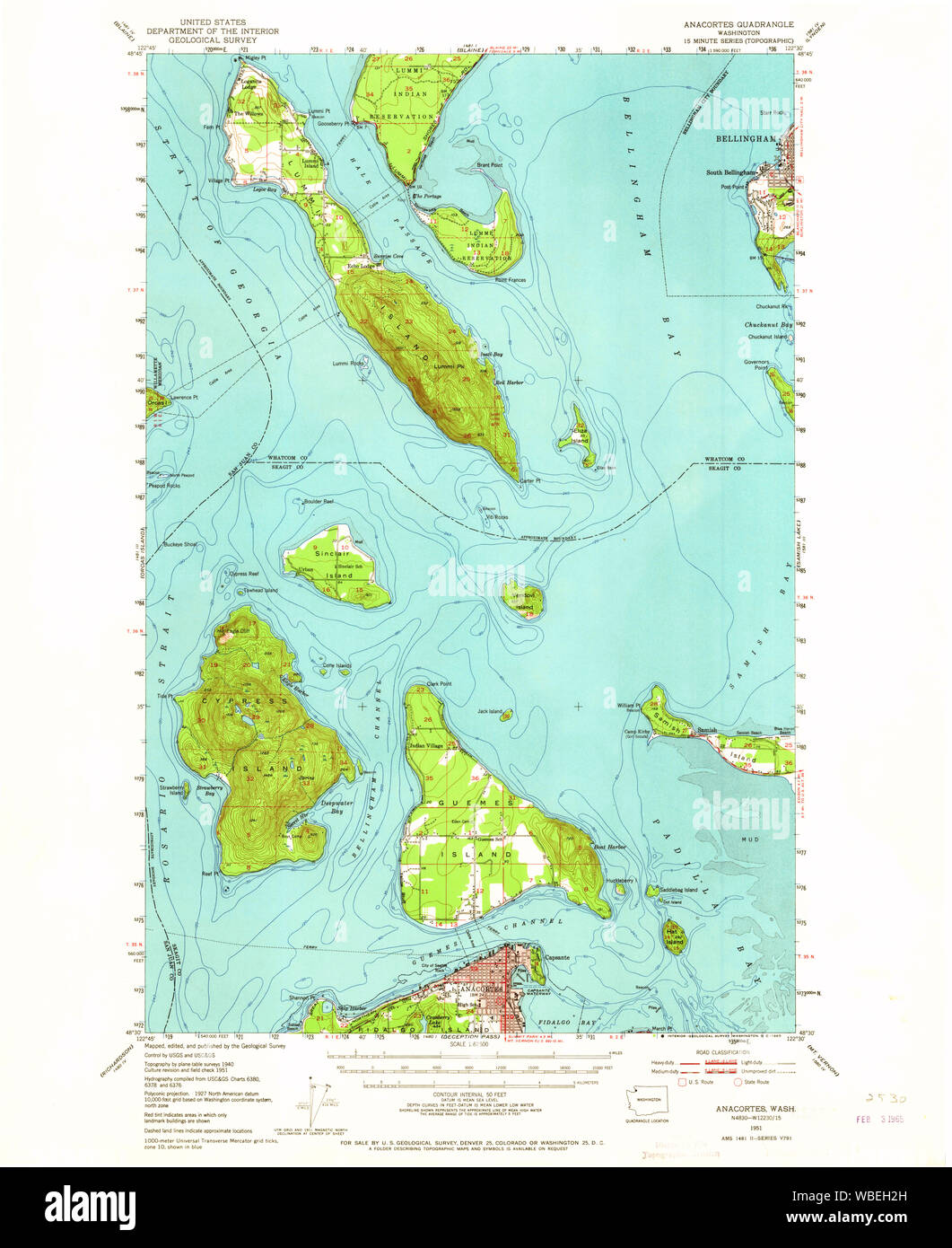 USGS Topo Map Washington State WA Anacortes 239816 1951 62500 ...
