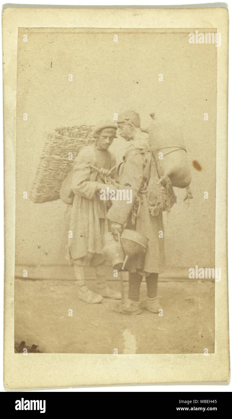 Full-length portrait of two men, standing, facing each other Abstract ...