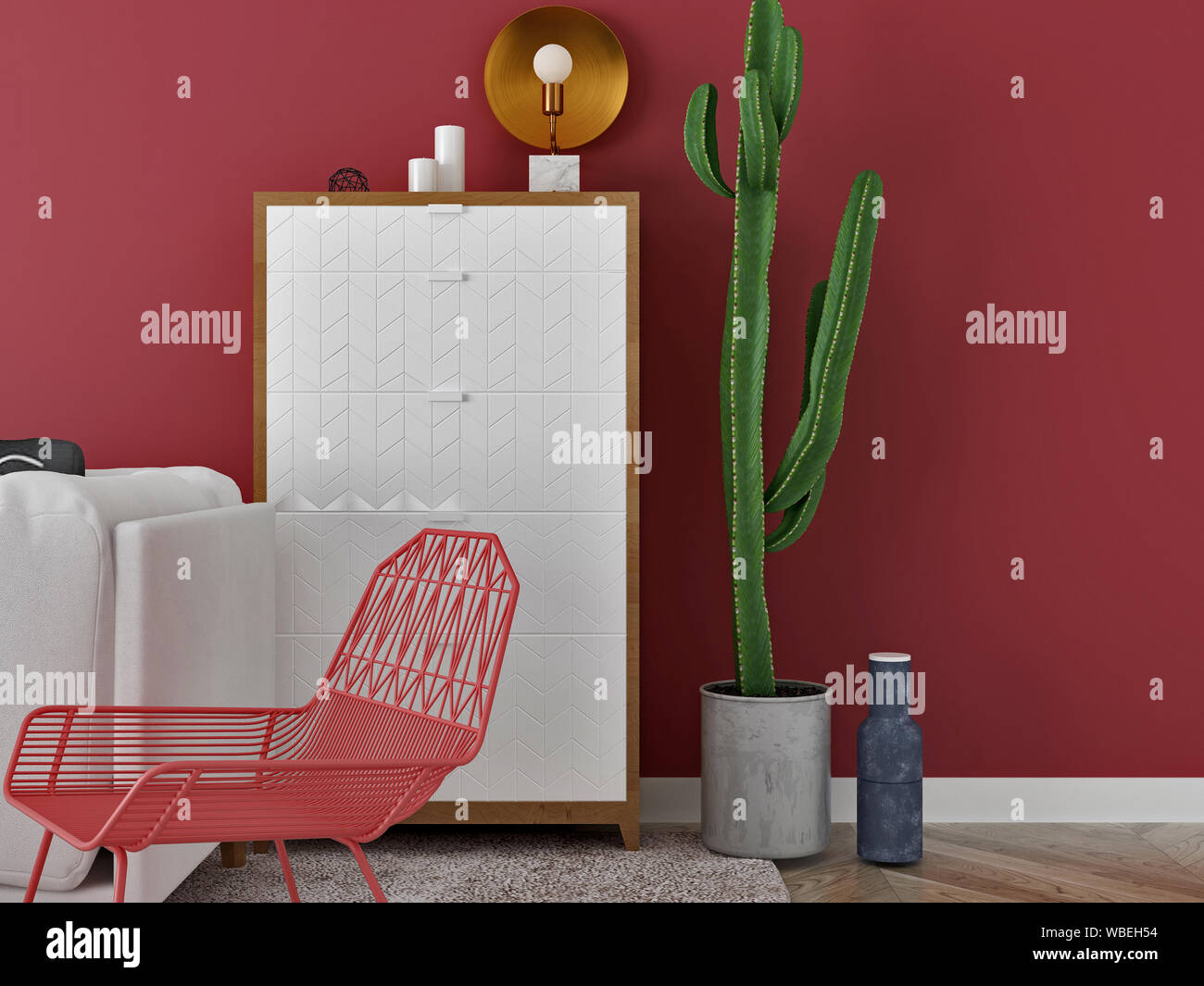 3d render of modern living room decor Stock Photo - Alamy