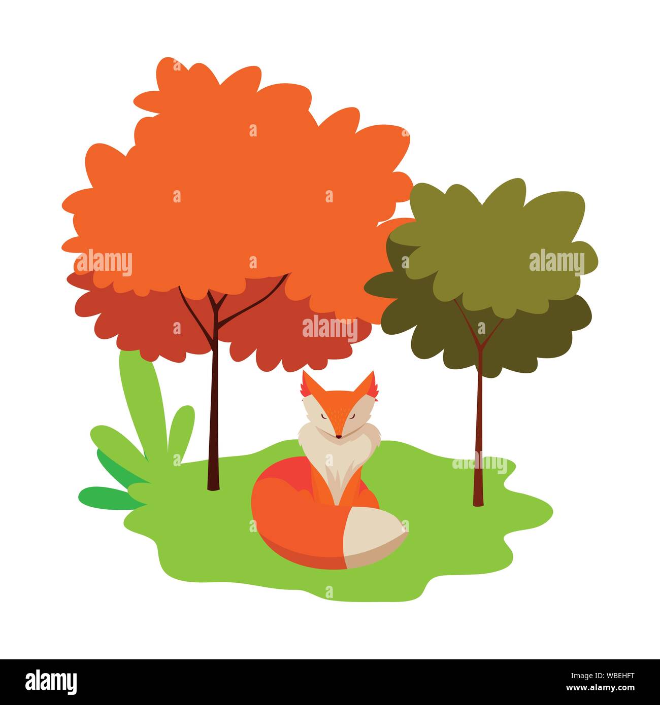 happy autumn season fox mammal vector illustration Stock Vector Image ...