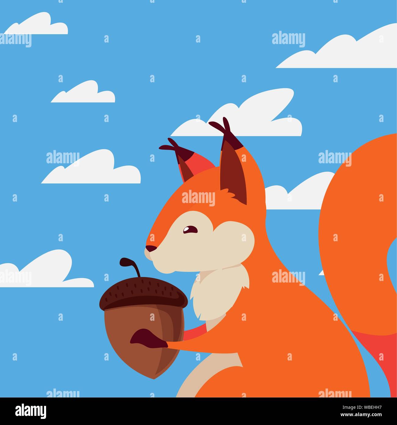 squirrel acorn happy autumn season outdoor vector illustration Stock ...