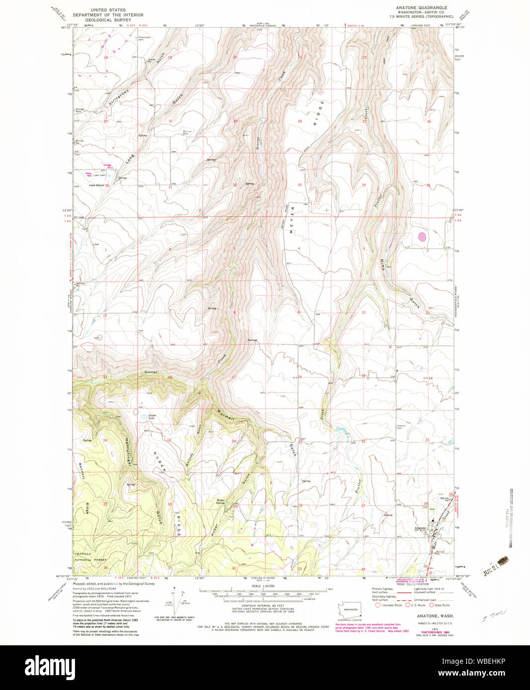 Map of anatone washington hi-res stock photography and images - Alamy