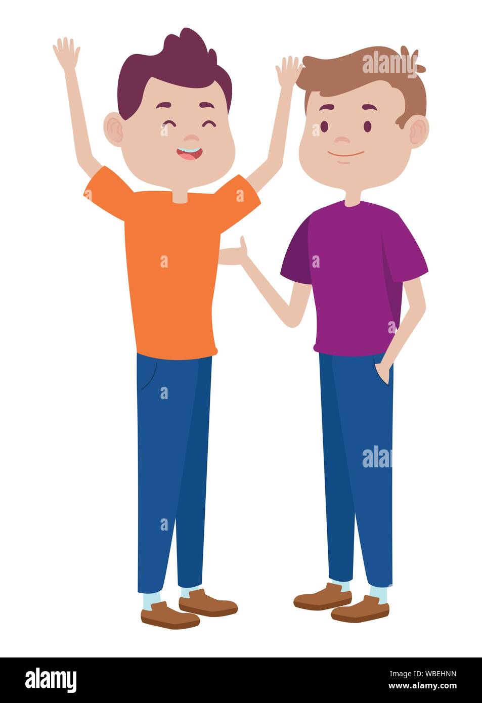 Teenagers friends smiling and greeting cartoons Stock Vector Image ...
