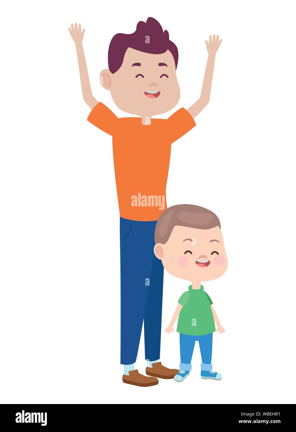 Sungle father with children cartoons Stock Vector Image & Art - Alamy