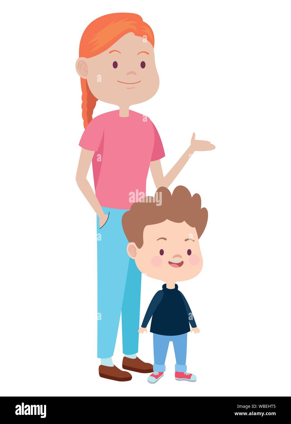 Family single mother with children cartoon Stock Vector Image & Art - Alamy