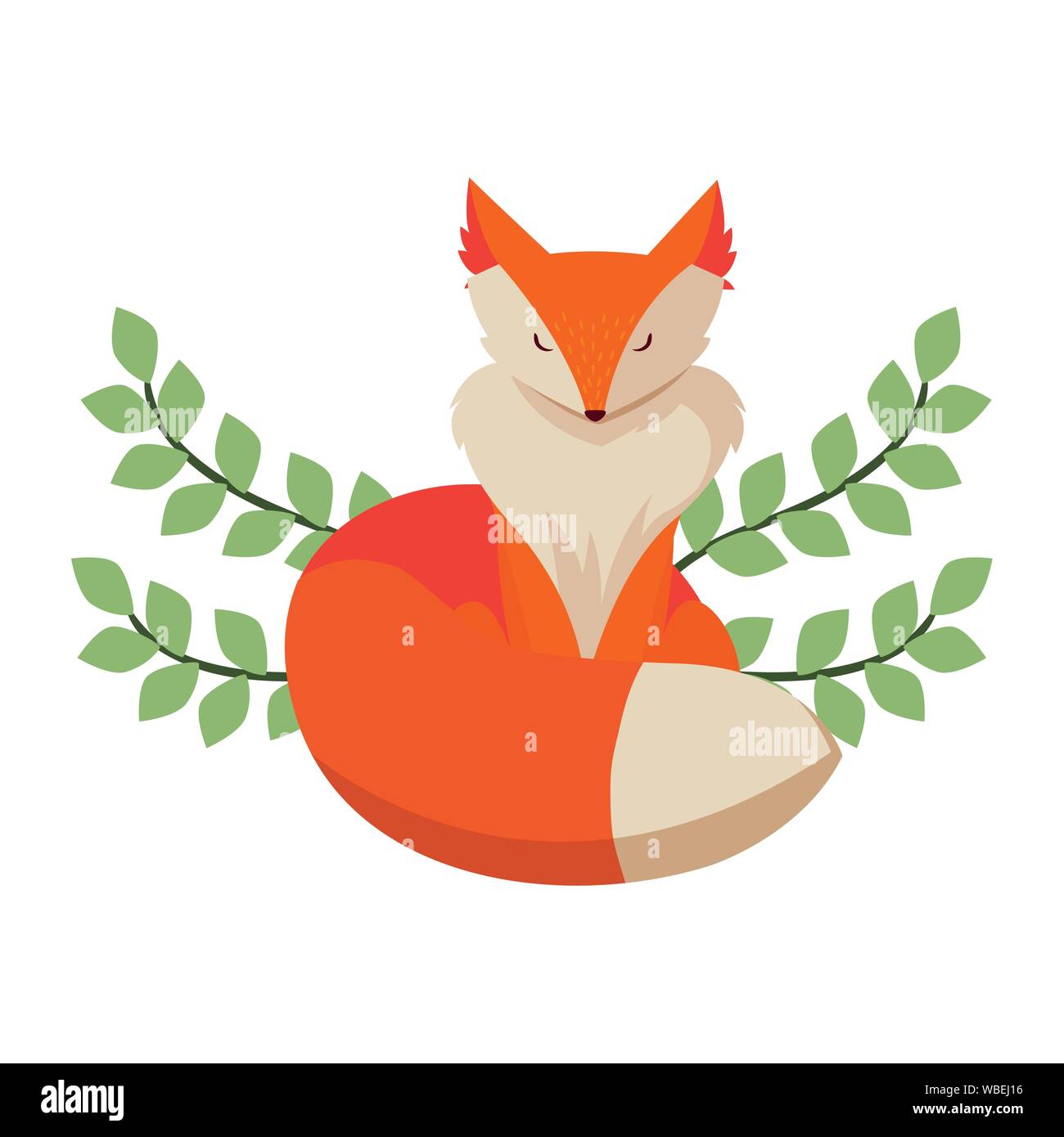 happy autumn season fox mammal vector illustration Stock Vector Image ...