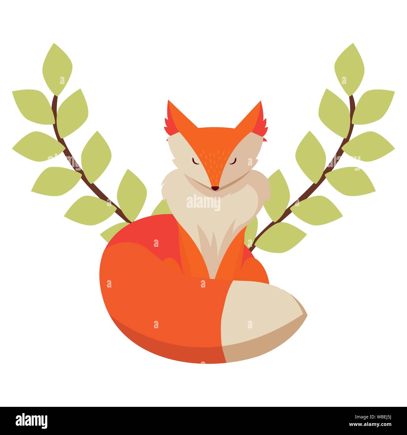 happy autumn season fox mammal vector illustration Stock Vector Image ...