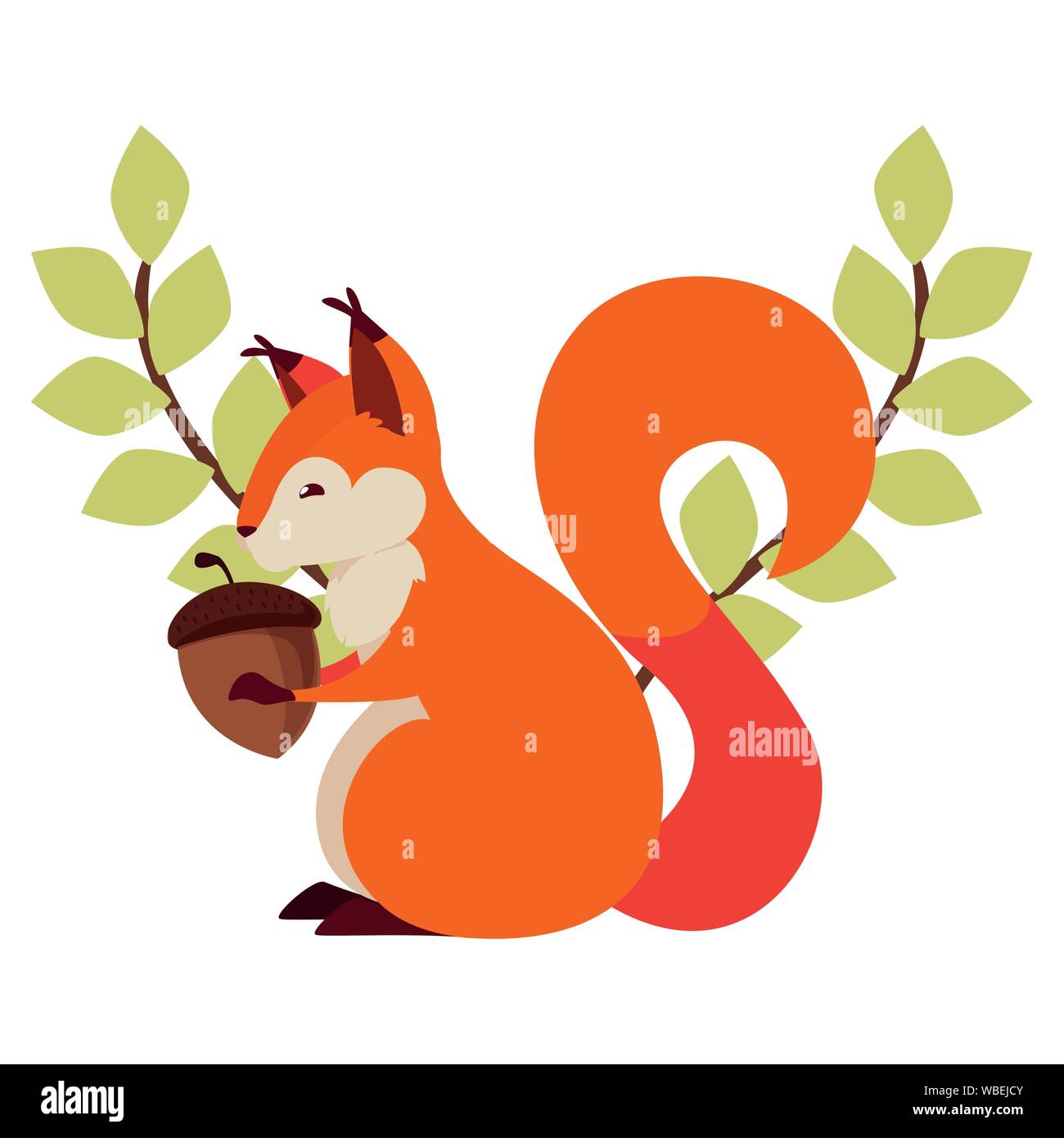 squirrel acorn happy autumn season vector illustration Stock Vector ...