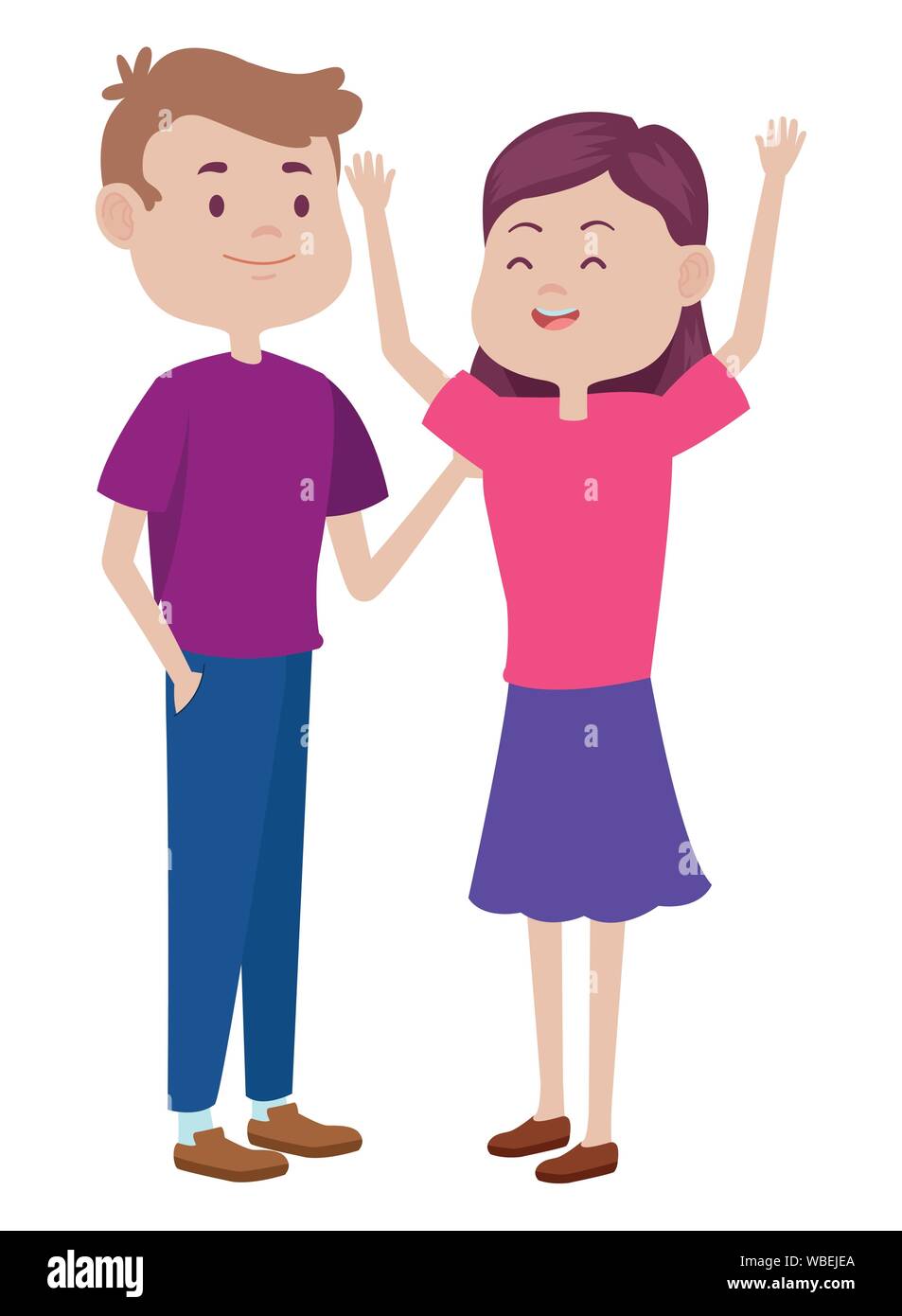 Teenagers friends smiling and greeting cartoons Stock Vector Image ...