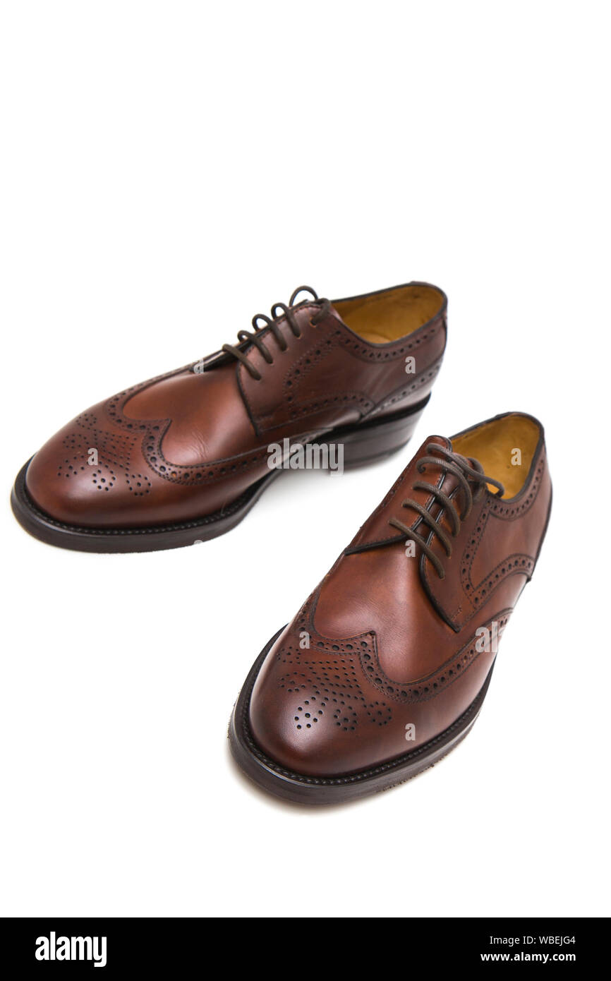 Close up on man leather shoes isolated on white background Stock Photo ...