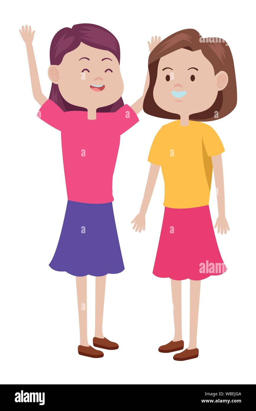 Teenagers friends smiling and greeting cartoons Stock Vector Image ...