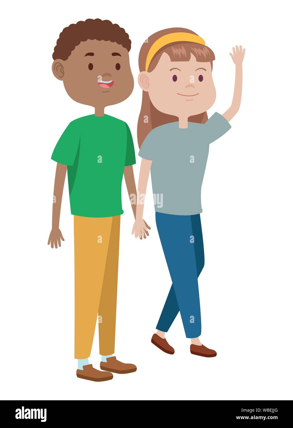 Teenagers friends smiling and greeting cartoons Stock Vector Image ...