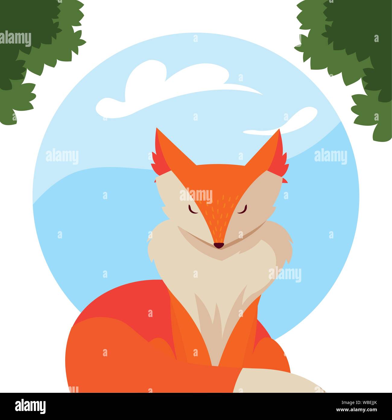 fox mammal happy autumn season natural vector illustration Stock Vector ...