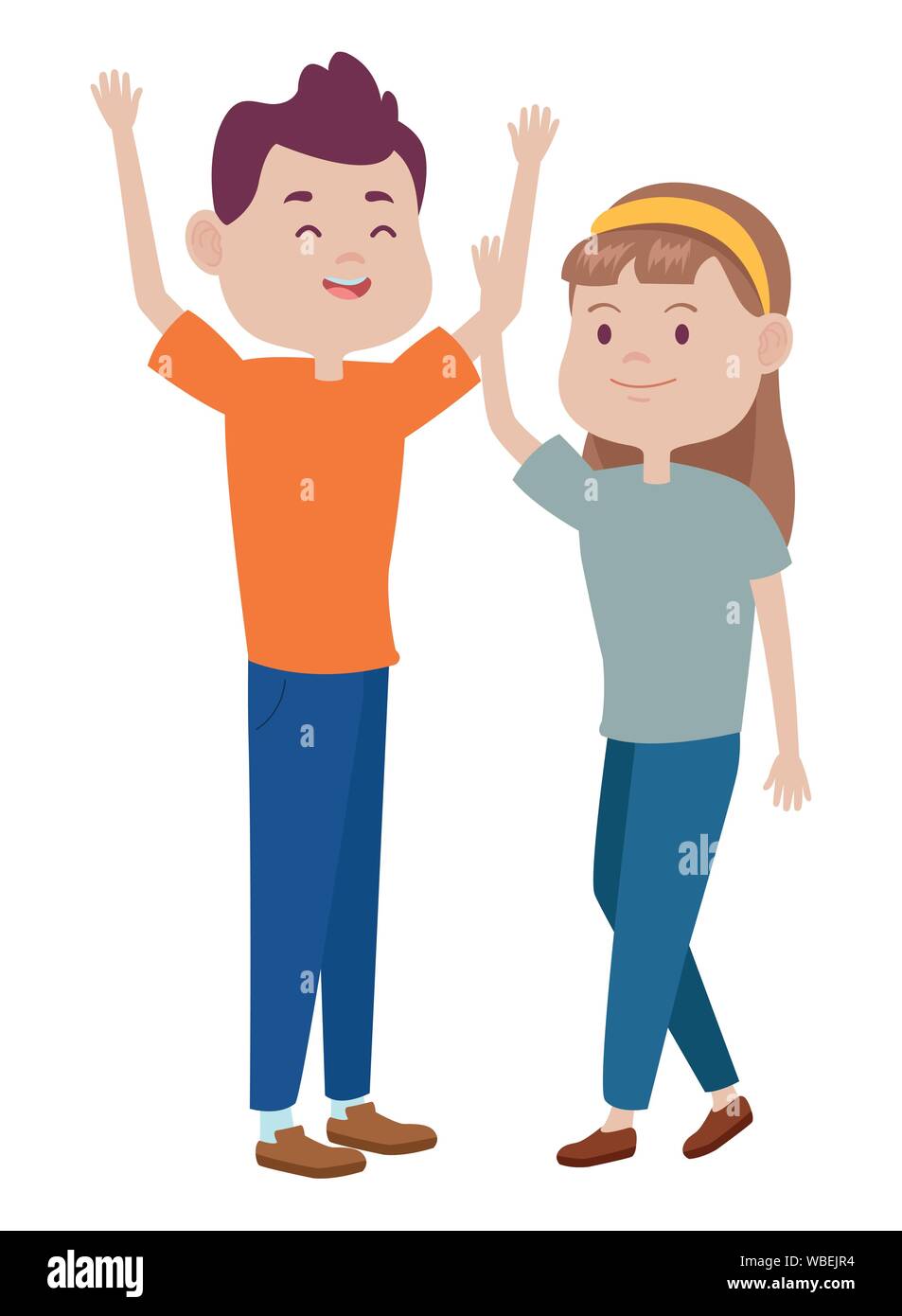 Teenagers friends smiling and greeting cartoons Stock Vector Image ...