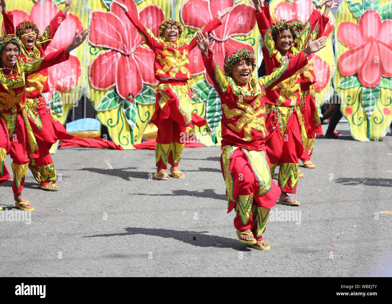 Davao City, Philippines-August 2014: Street dancers in colorful ...