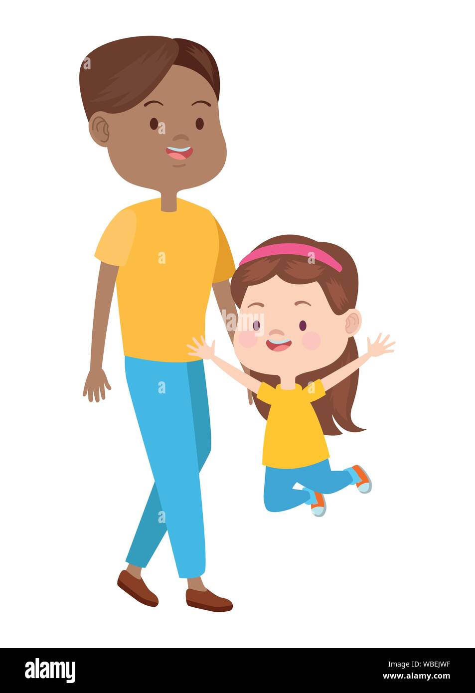 Family single mother with children cartoon Stock Vector Image & Art - Alamy