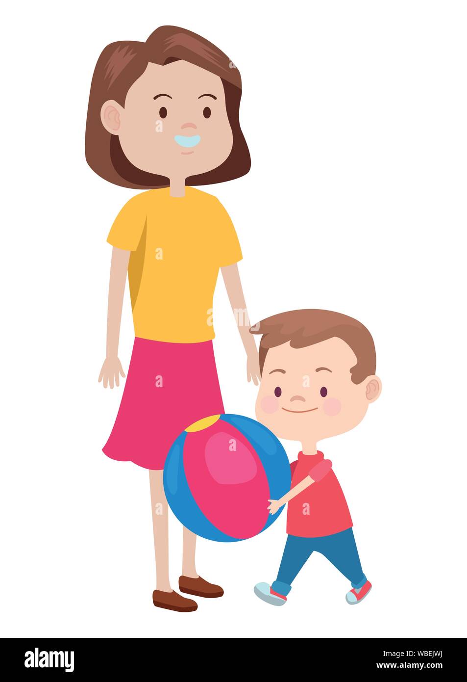 Family single mother with children cartoon Stock Vector Image & Art - Alamy