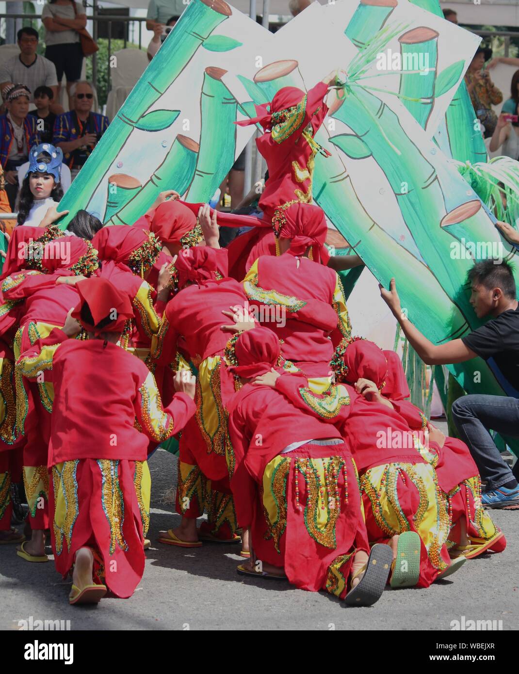 Davao City, Philippines-August 2014: Back view of street dancers in ...