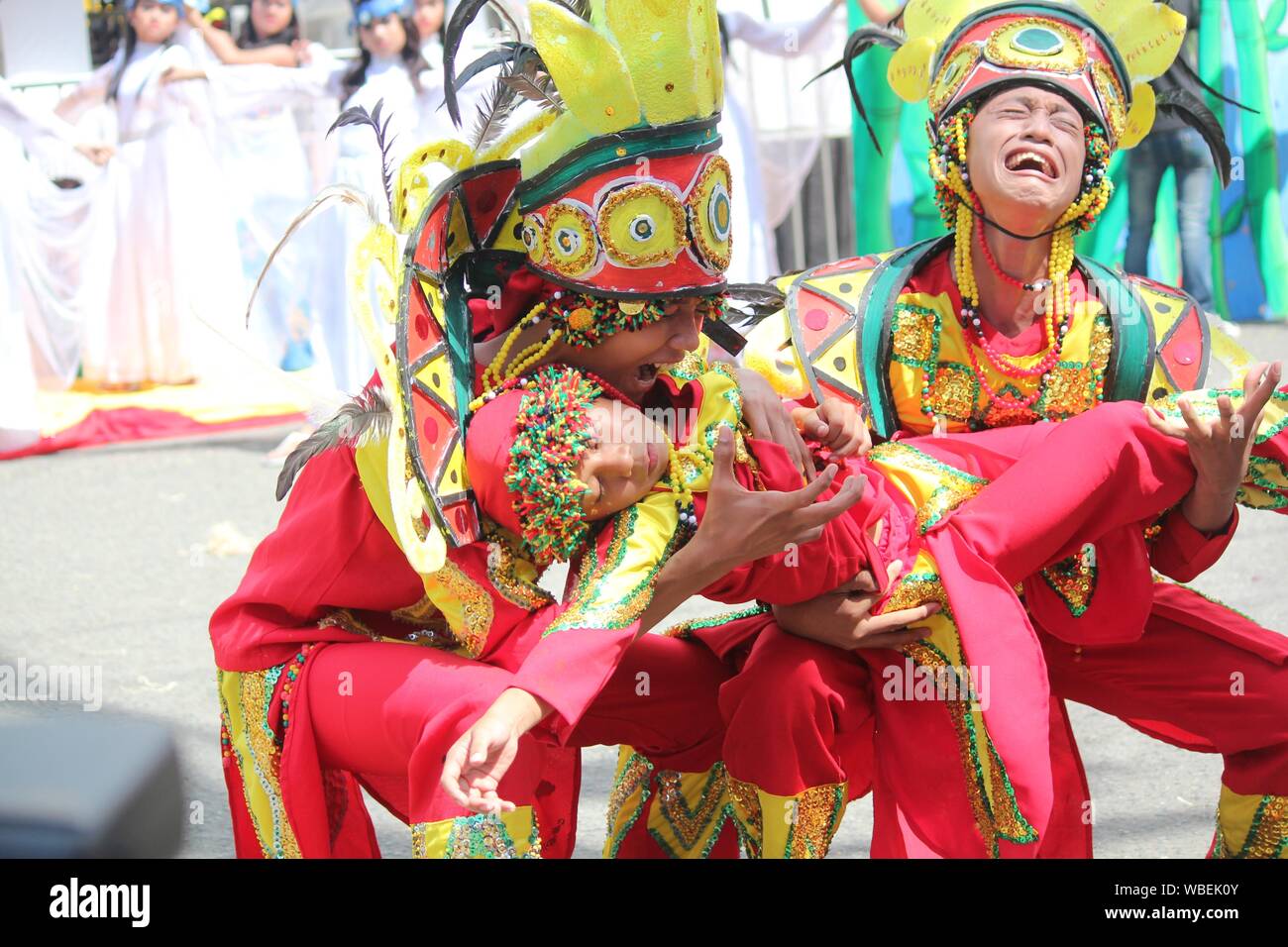 Davao City, Philippines-August 2014: Street parade participants in ...