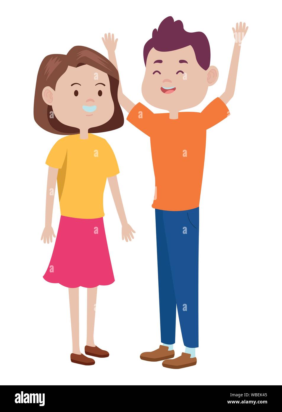 Teenagers friends smiling and greeting cartoons Stock Vector Image ...